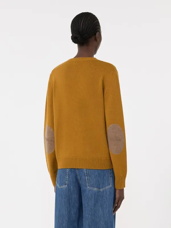 Max Mara Wool And Cashmere Sweater With Knitted Patches - Mustard