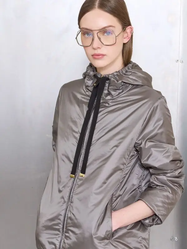 Max Mara Padded Water-repellent Canvas Hooded Jacket - Medium Grey
