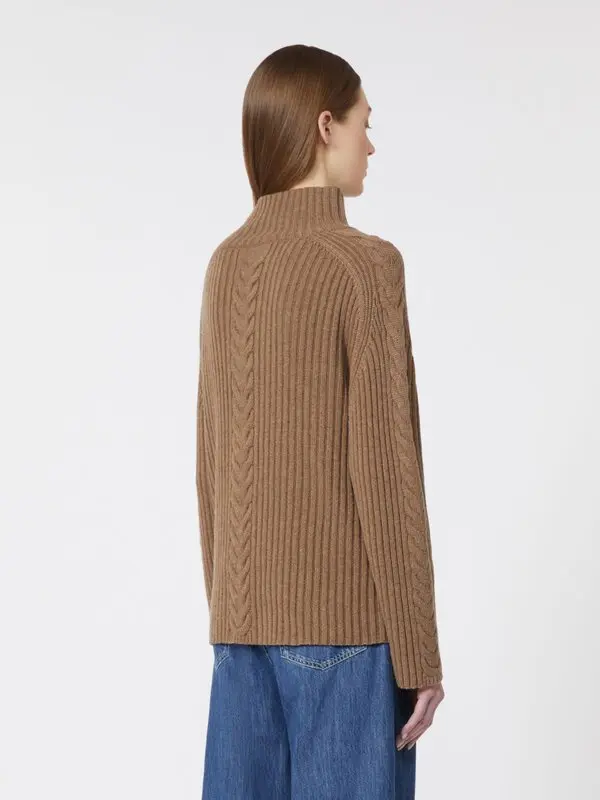 Max Mara Cable-knit Wool And Cashmere Sweater - Mud