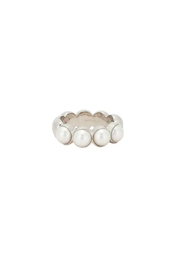 Alexander McQueen Skull & Pearl Ring - Silver
