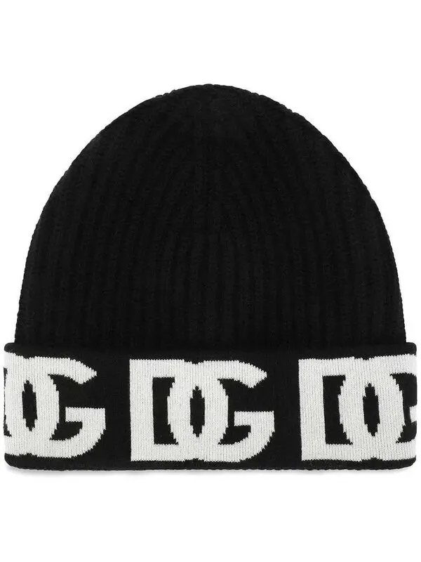 Dolce & Gabbana Jacquard Logo Beanie - Black