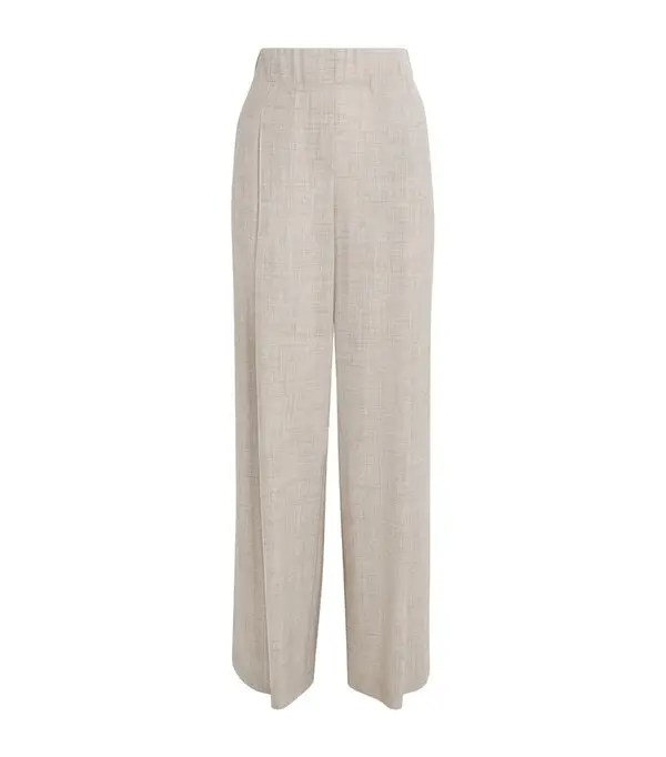 Lafayette 148 New York Wool-cashmere Wide-leg Trousers - Beige