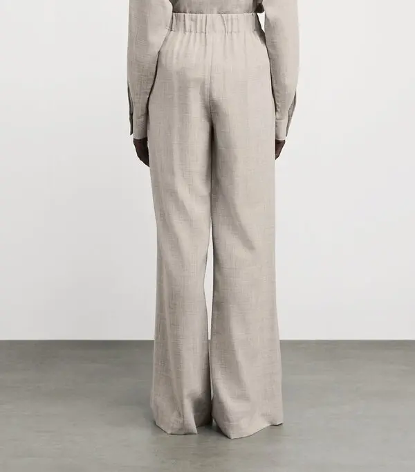 Lafayette 148 New York Wool-cashmere Wide-leg Trousers - Beige