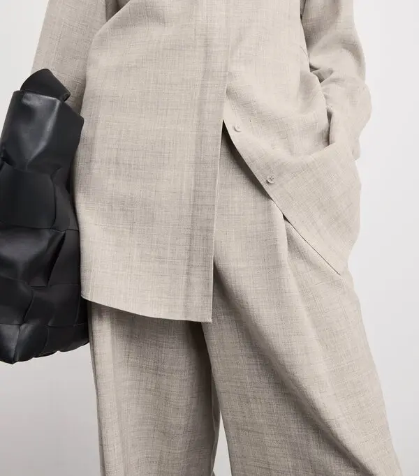 Lafayette 148 New York Wool-cashmere Wide-leg Trousers - Beige