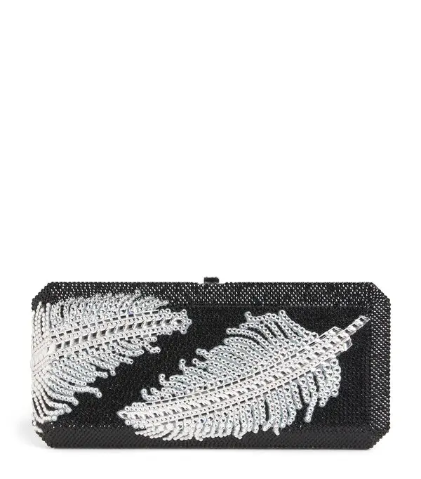 Judith Leiber Crystal Plume Slim Rectangle Clutch