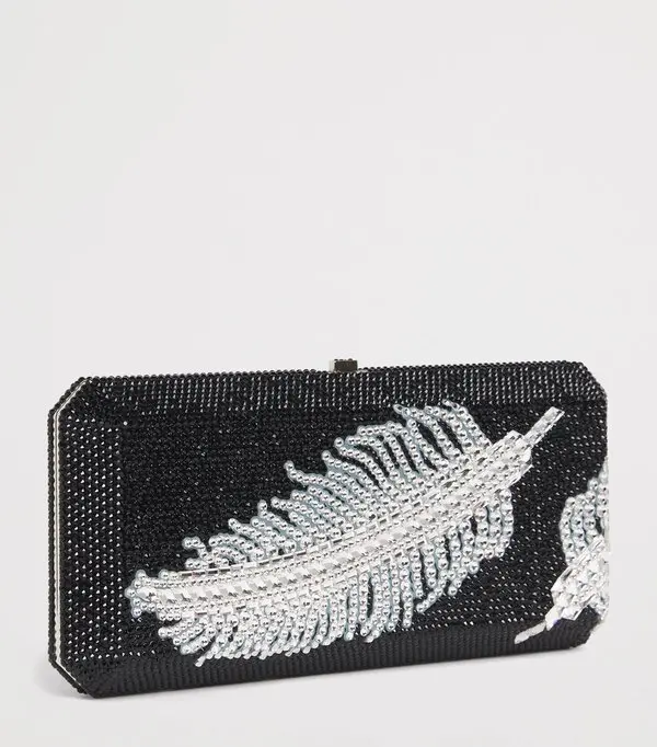 Judith Leiber Crystal Plume Slim Rectangle Clutch