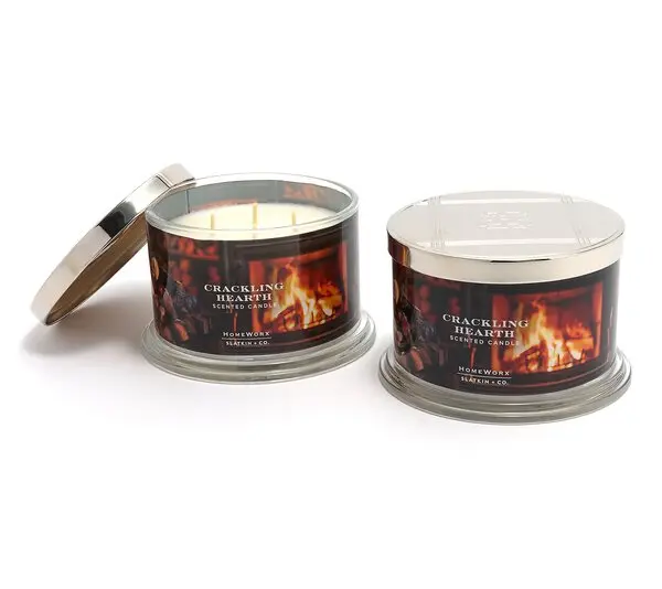 HOMEWORX BY SLATKIN + CO. As Is S/2 18oz Hearth Candles - One-color