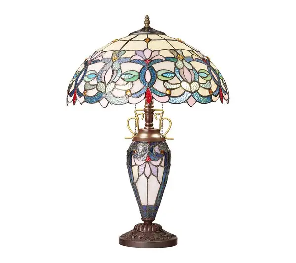 RIVER OF GOODS 24.5' H Double Lit Stained Glass Table Lamp - One-color