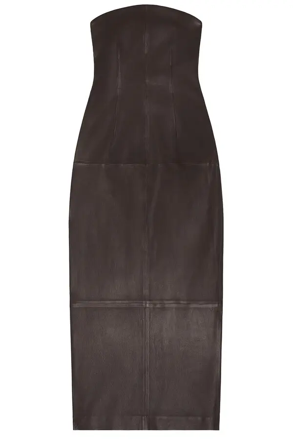 SRG Billy Strapless Leather Dress - Chocolate