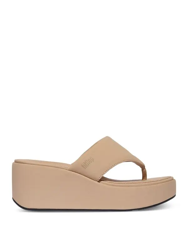 Fitflop Platform Wedge Thong Sandals - Classic Beige