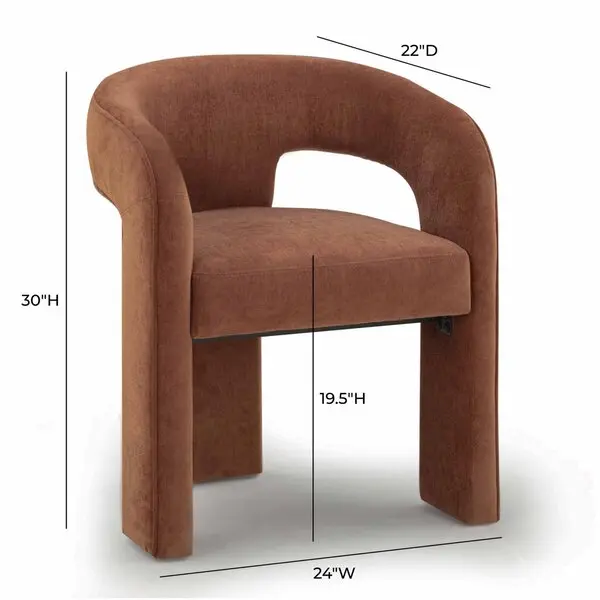 TOV FURNITURE Malone Performance Chenille Dining Chair - Rust