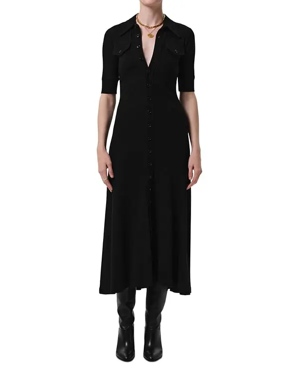 Citizens Of Humanity Amina Polo Ribbed Shirt Dress - Black