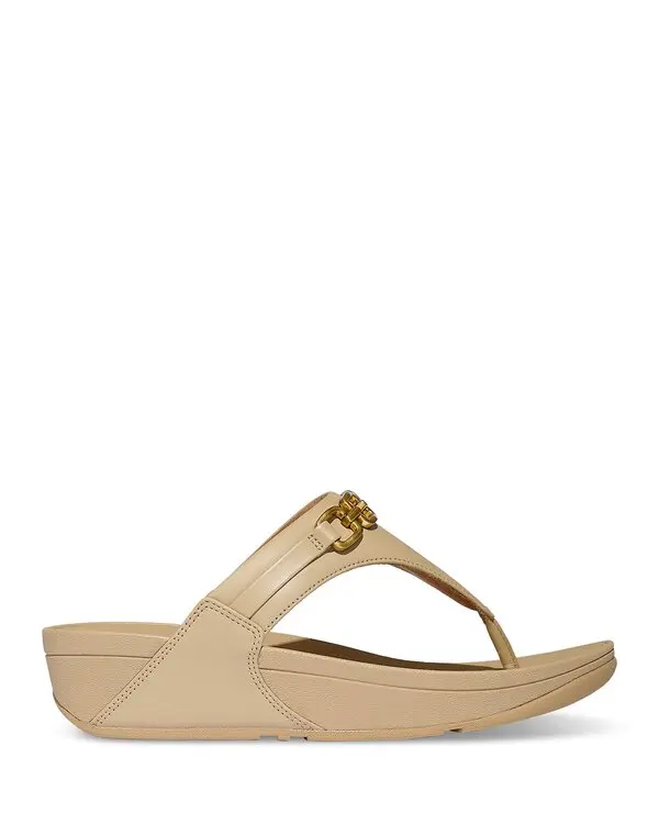 Fitflop Lulu Square Chain Leather Toe Post Sandals - Cappuccino
