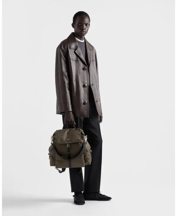 Prada Re-nylon And Leather Backpack - Forest