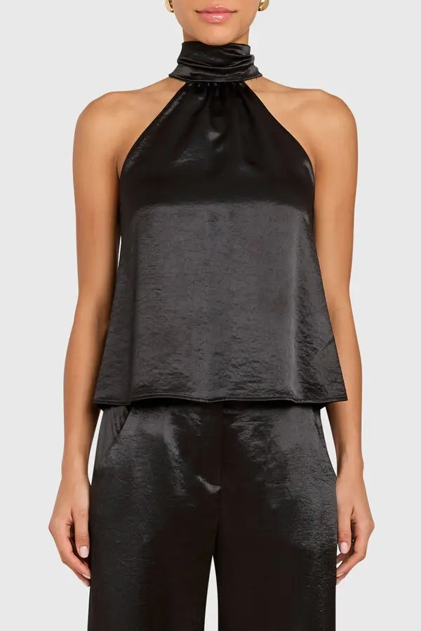 Amanda Uprichard Fontana Halter Top - Black