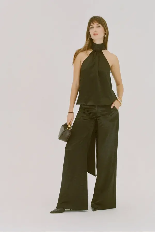 Amanda Uprichard Saddler Hammered Satin Pants