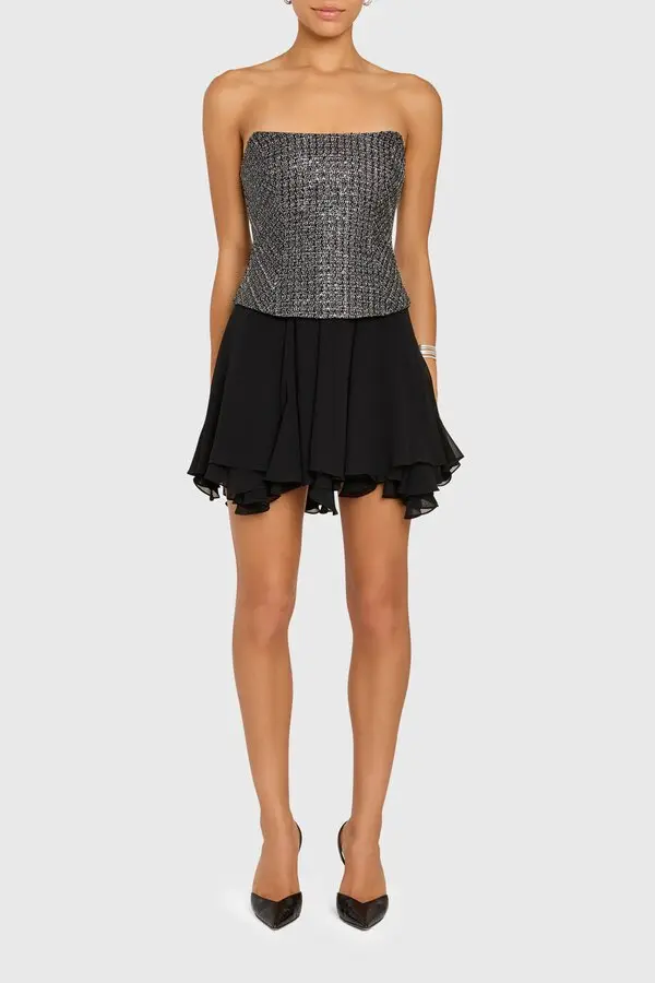 Amanda Uprichard Airess Mini Dress - Black/silver