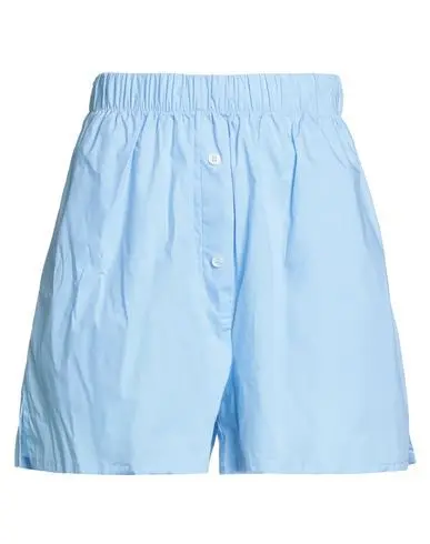 HINNOMINATE Solid Cotton High Waisted Shorts - Blue
