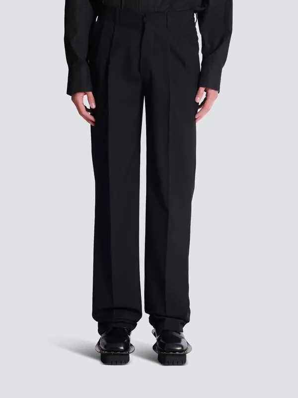 Balmain Wool Straight-leg Trousers