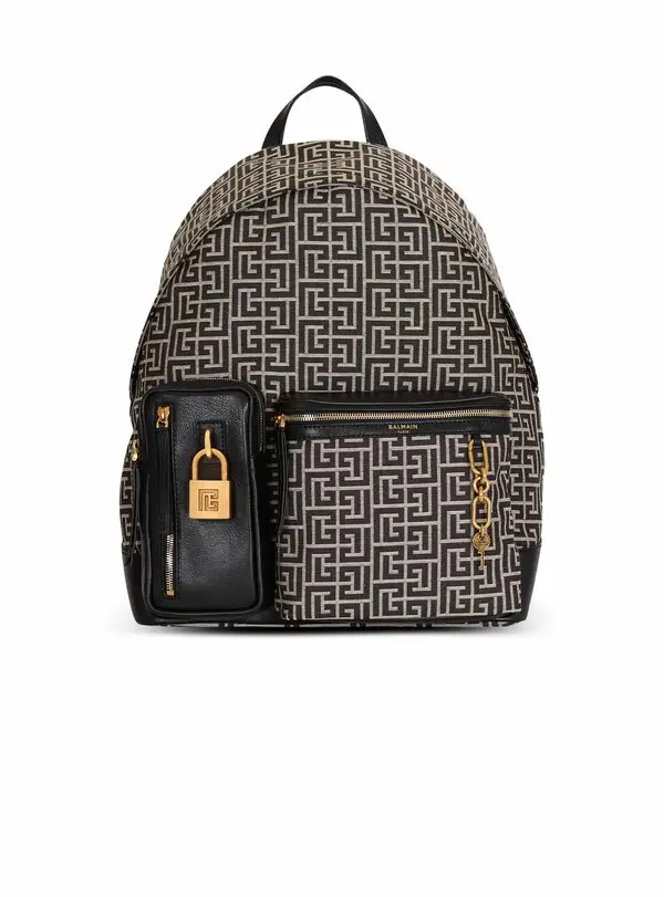 Balmain Pulse Monogram Jacquard Backpack - Black