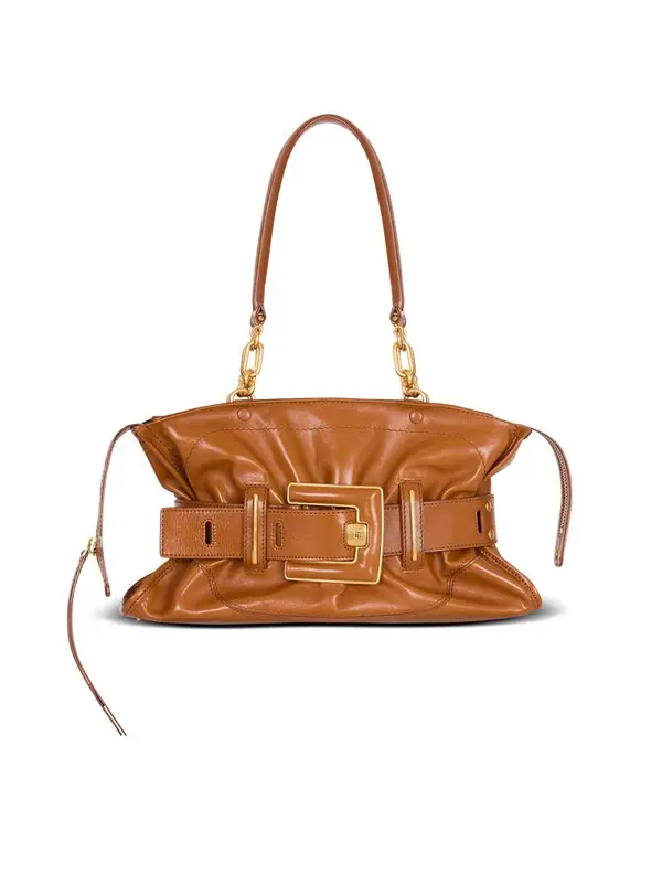 Balmain Calfskin Leather Anthem Handbag - Brown