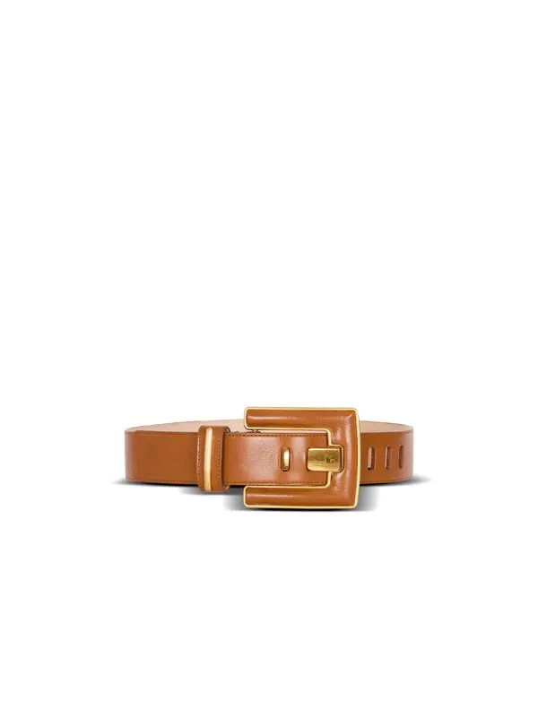 Balmain Anthem Calfskin Leather Belt - Brown