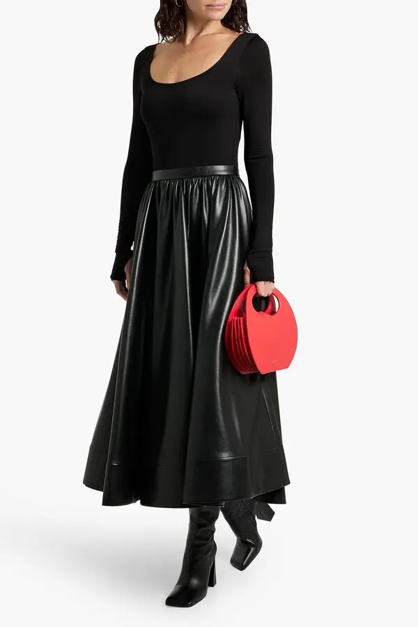 Alice + Olivia Chara Jersey-paneled Midi Dress