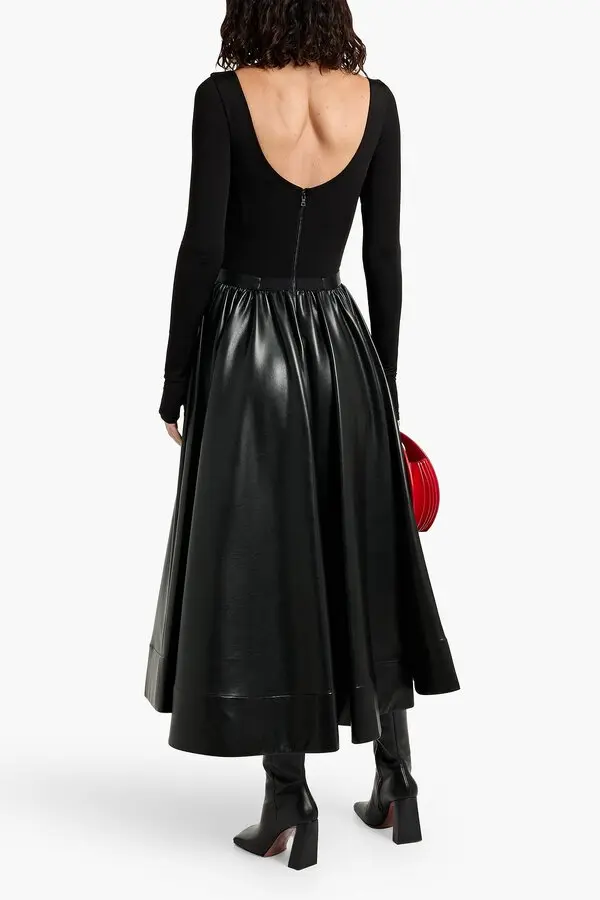 Alice + Olivia Chara Jersey-paneled Midi Dress
