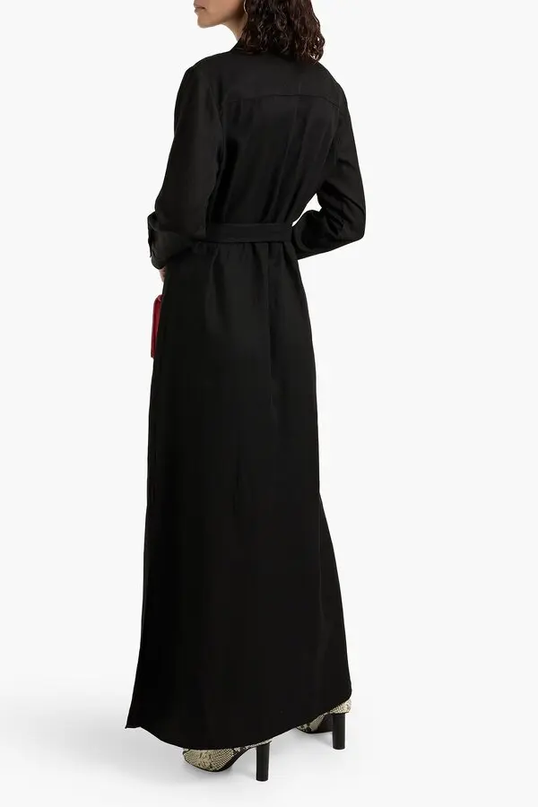 Alice + Olivia Lyocell, Linen, And Cotton-blend Maxi Shirt Dress - Black