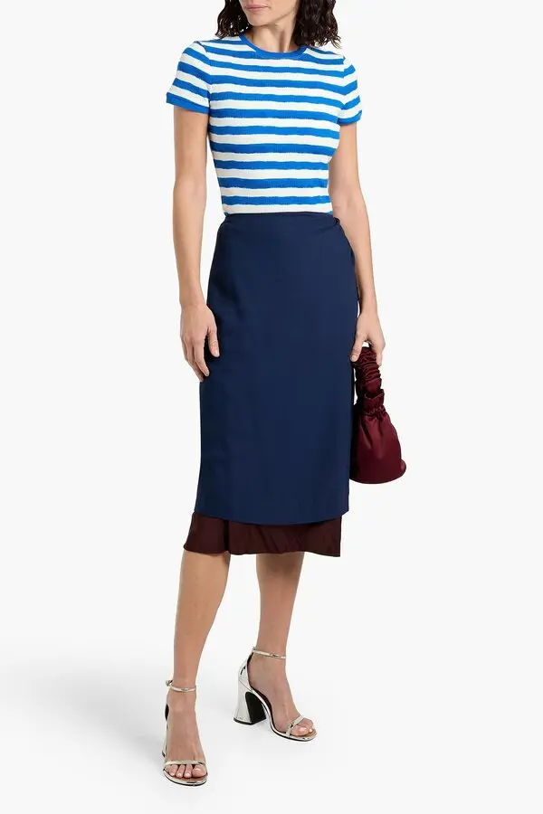 Alice + Olivia Striped Ribbed Cotton-blend Top