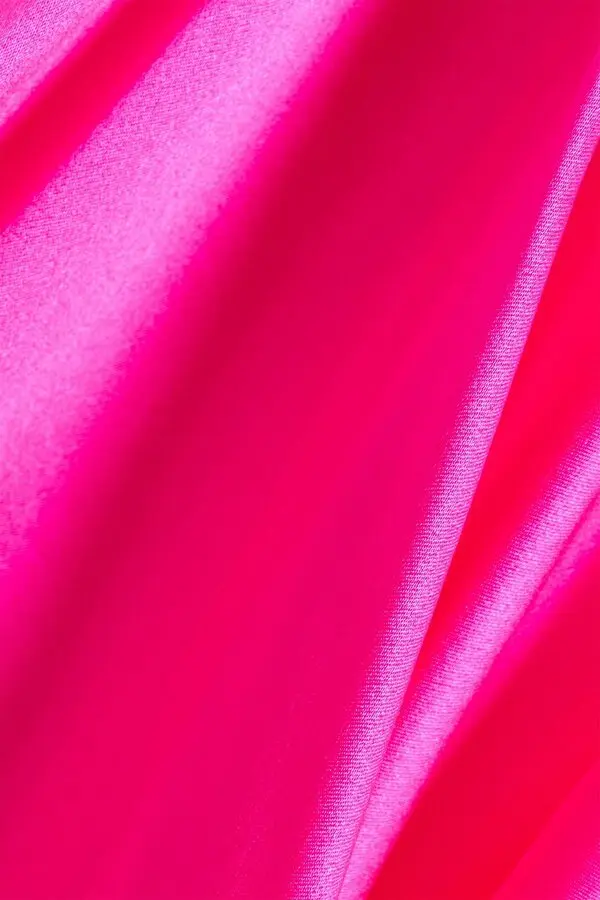 Michelle Mason Draped Silksatin Halterneck Gown - Bright Pink