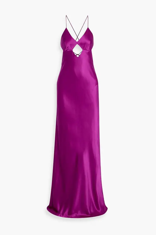 Michelle Mason Cutout Silksatin Gown - Magenta