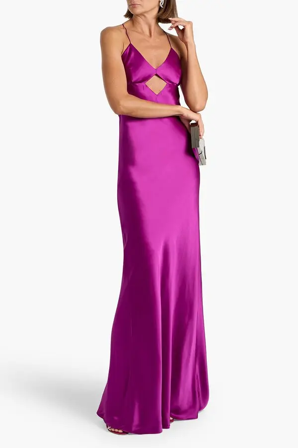 Michelle Mason Cutout Silksatin Gown - Magenta