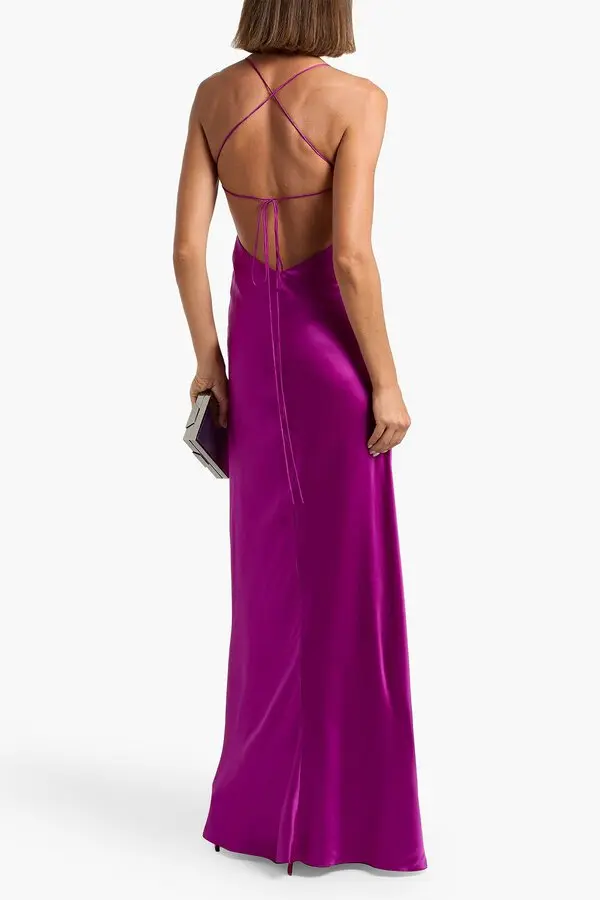 Michelle Mason Cutout Silksatin Gown - Magenta