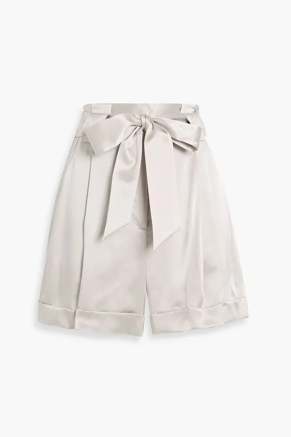 Michelle Mason Silk-satin High-rise Shorts - Light Gray