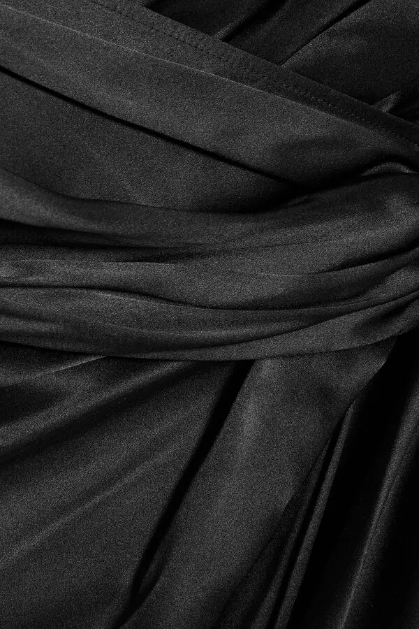 Michelle Mason Wrap-effect Silk-satin Gown - Black