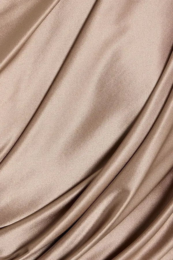 Michelle Mason One-shoulder Open-back Silk-satin Gown - Taupe