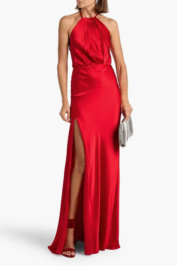 Michelle Mason Draped Cutout Silk-satin Gown - Red