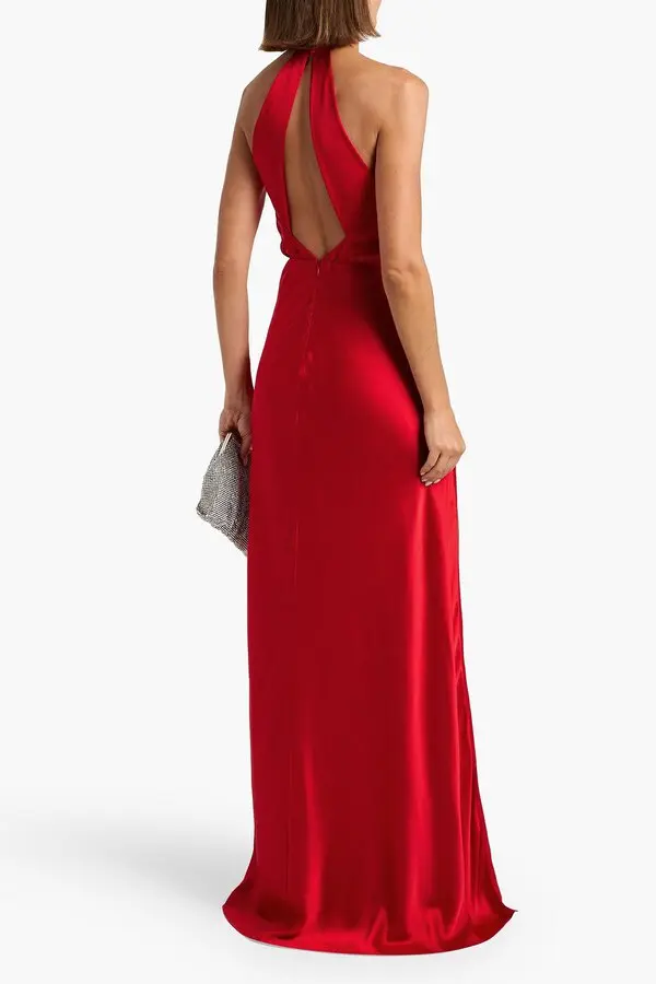 Michelle Mason Draped Cutout Silk-satin Gown - Red
