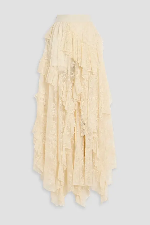 Alice + Olivia Karys Tiered Lace Maxi Skirt - Cream