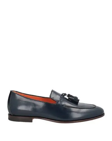 Santoni Leather Loafers With Appliqués And Tassels - Blue
