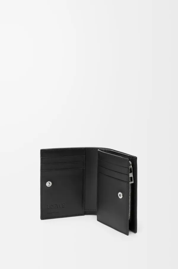 Loewe Panta Compact Wallet In Shiny Leather Skin - Black