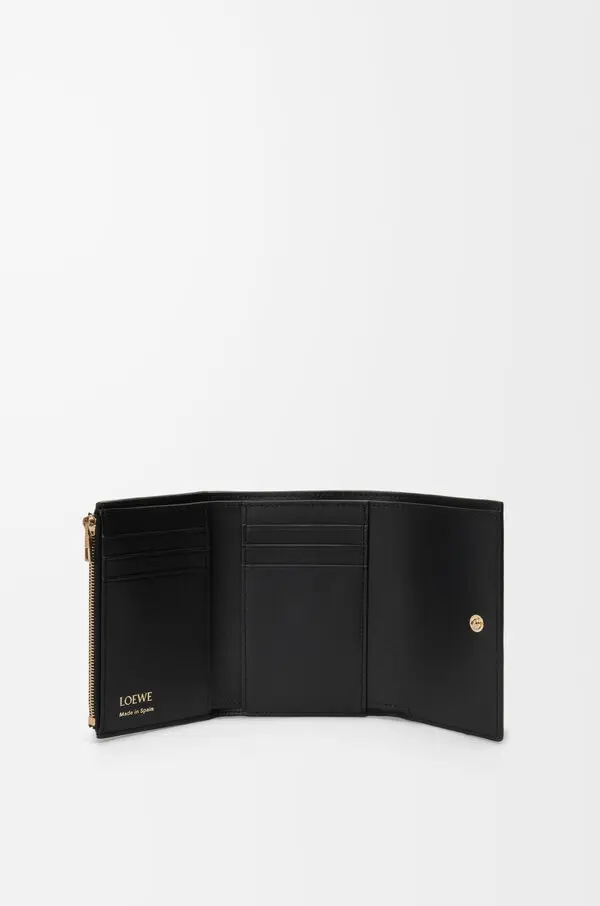 Loewe Small Vertical Wallet In Smooth And Grained Leather Skin - Black
