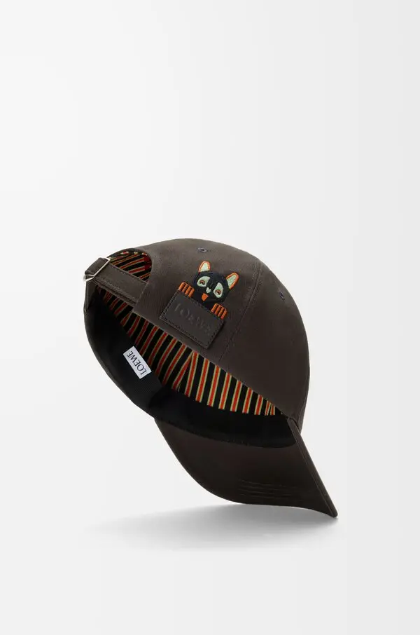 Loewe Cotton Cap With Futurist Cat Motif - Brown/black