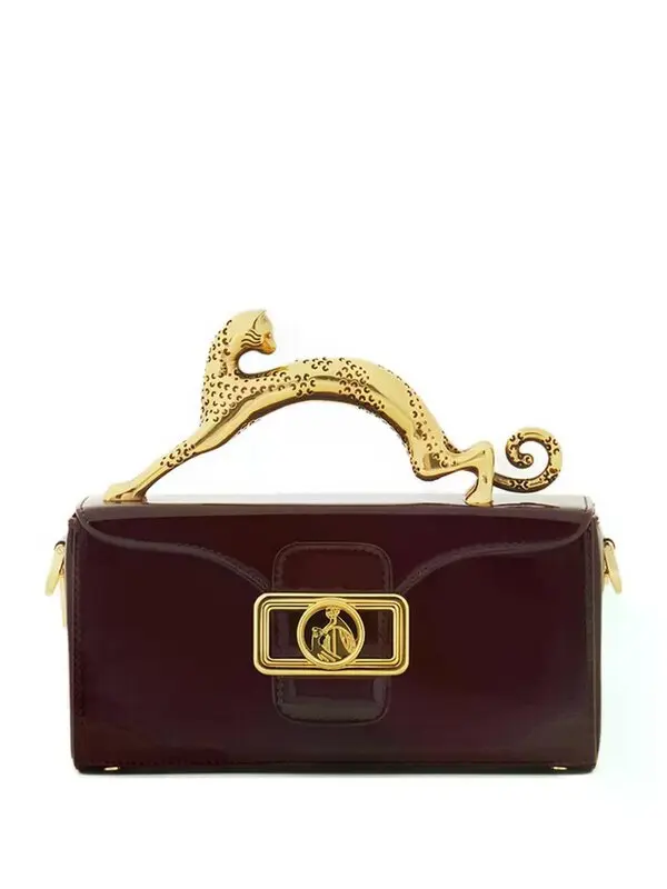 LANVIN Leopard-embellished Patent-leather Mini Bag - Red