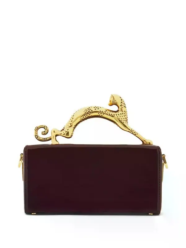 LANVIN Leopard-embellished Patent-leather Mini Bag - Red