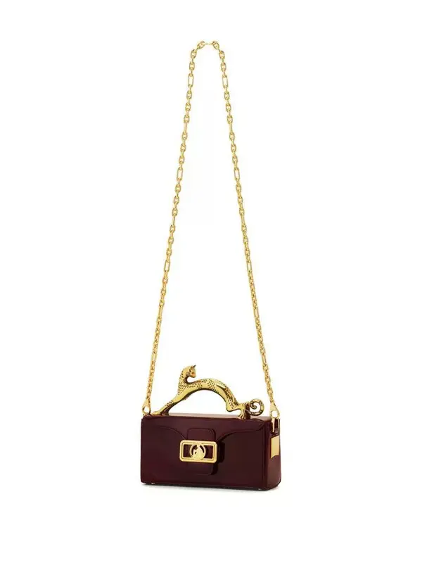 LANVIN Leopard-embellished Patent-leather Mini Bag - Red