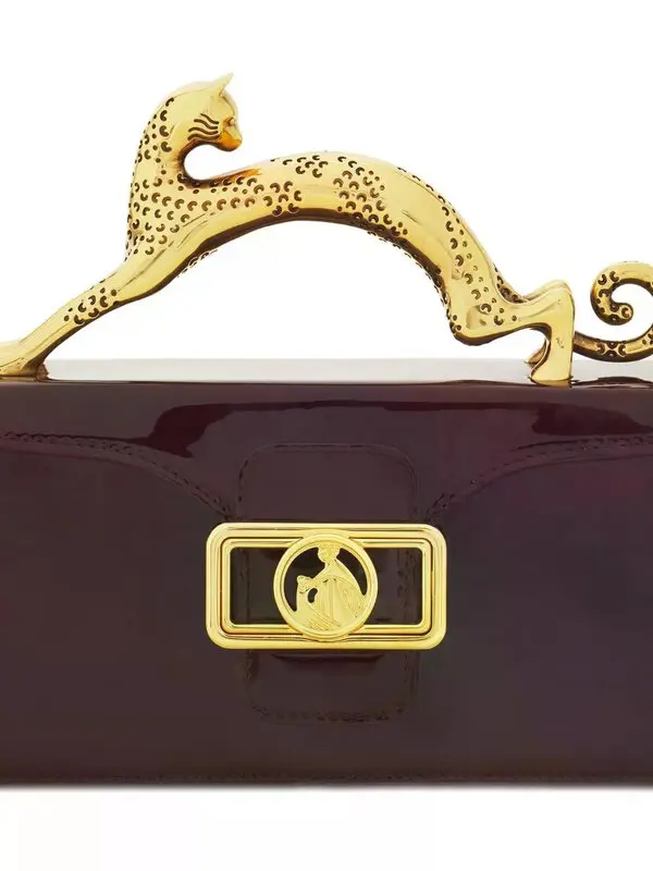 LANVIN Leopard-embellished Patent-leather Mini Bag - Red