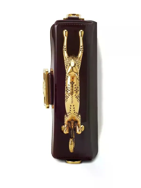 LANVIN Leopard-embellished Patent-leather Mini Bag - Red