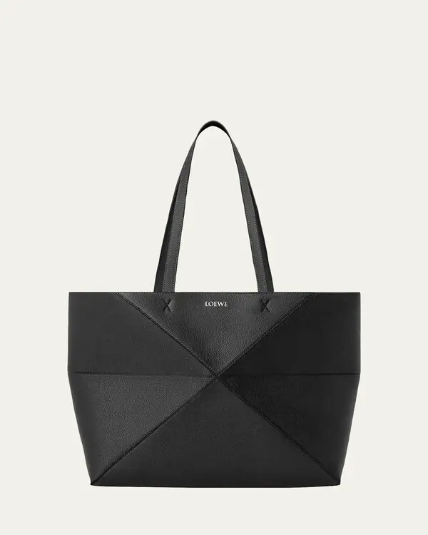 Loewe Puzzle Fold Leather Tote Bag - Black